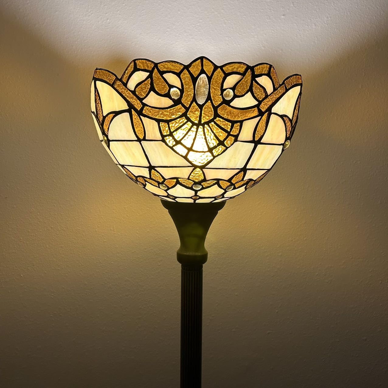Enjoy Décor Lamps Tiffany 1-Light Torchiere Floor Lamp with Stained ...