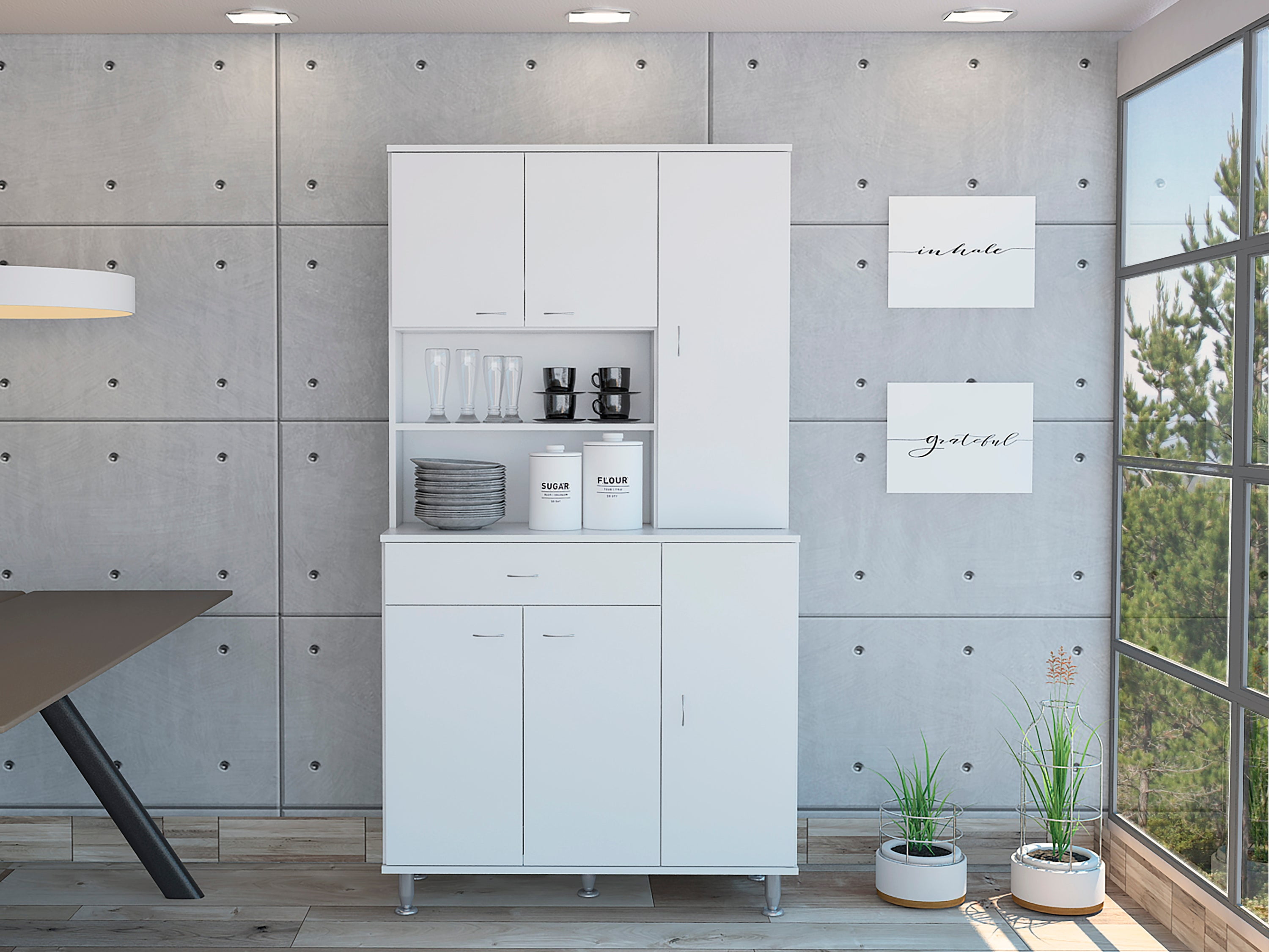 Tigard 1-Shelf 1-Drawer Pantry Cabinet - White - Walmart.com