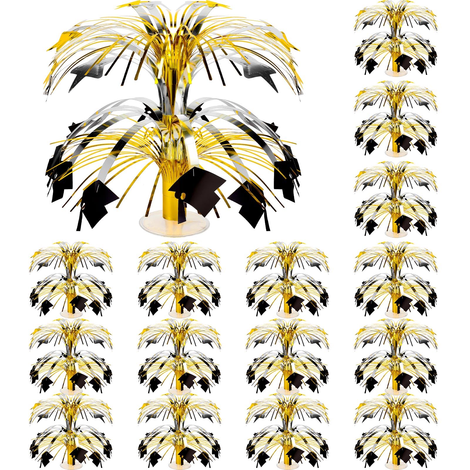 Tigeen Graduation Centerpieces 2025 Black Gold Graduation Party Table ...