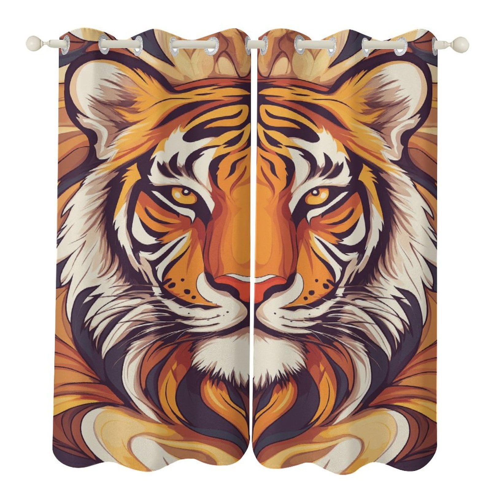 Tiger (1) 2 Panels 3D Printing Pattern Curtain for Bedroom Living Room ...