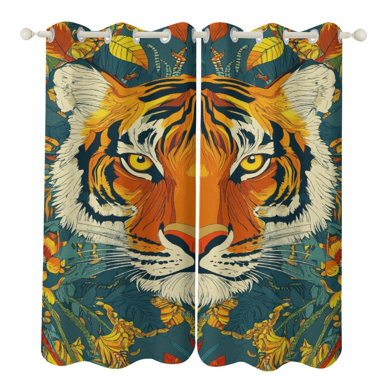 Tiger (16) Blackout Window Curtains for Bedroom Living Room Kicthen ...