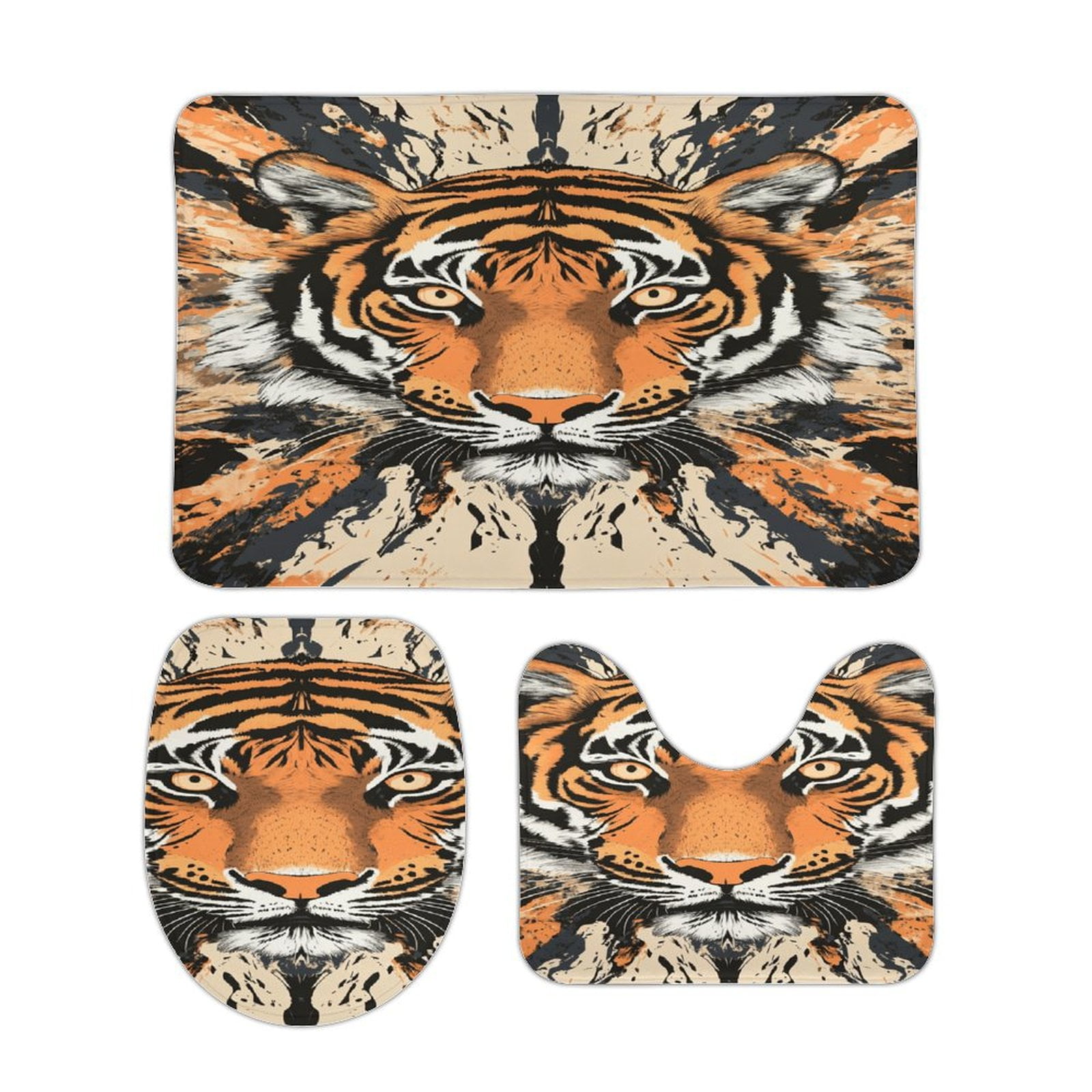 Tiger (29) Soft Bathroom Carpet Set , Contour Carpet Set, Toilet Lid ...