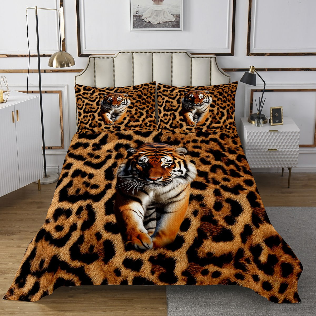 Tiger 3D Print Bedspread Set Queen Size Safari Wild Animal Coverlet Set ...