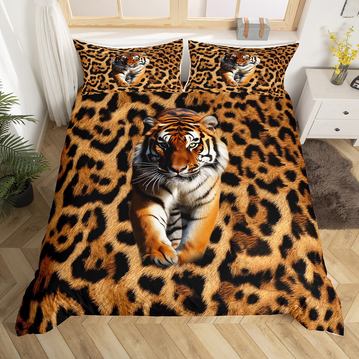 Tiger 3D Print Comforter Cover Full Size Safari Wild Animal Bedding ...
