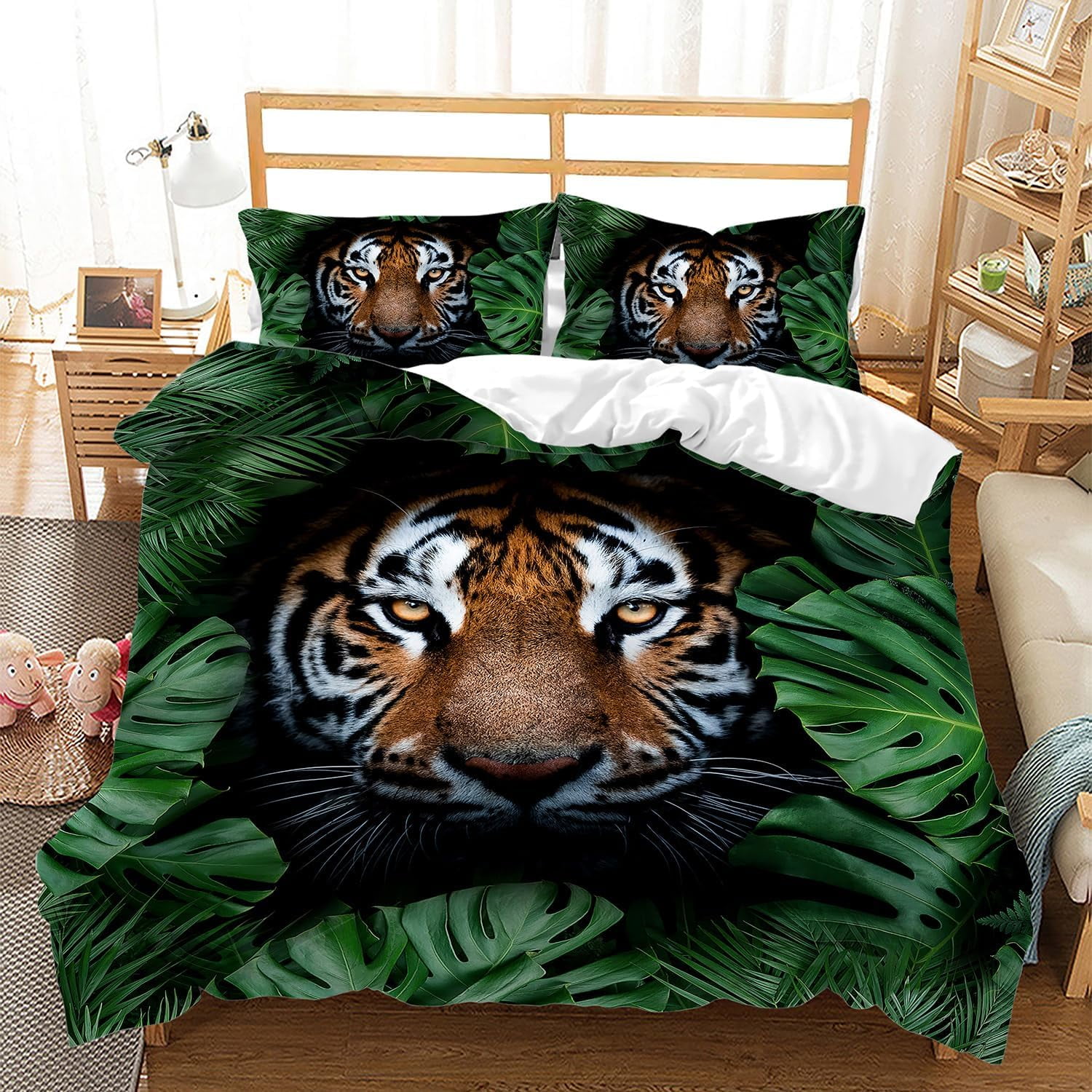 Tiger 3D Print Duvet Cover Set Wild Animals Bedding Set for Kids Boys ...