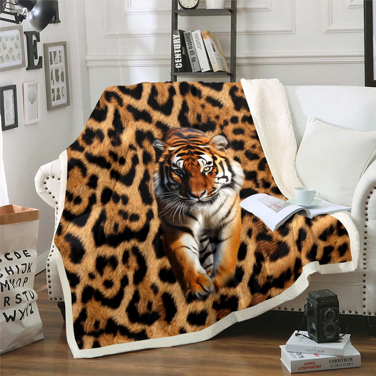Tiger 3D Print Fleece Blanket Queen Size Safari Wild Animal Fuzzy ...