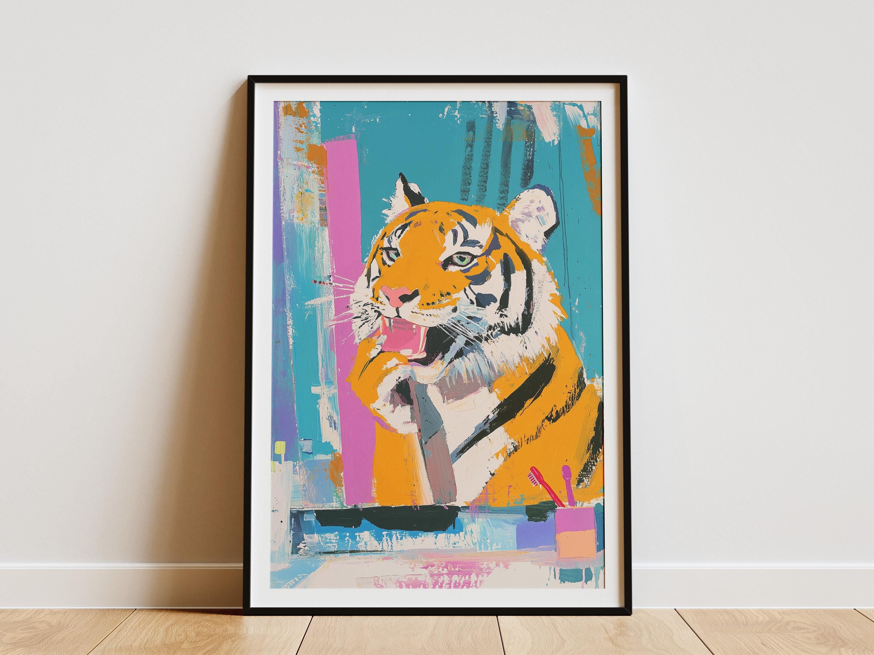 Tiger Abstract Painting Modern Colorful Animal Print Orange Tiger ...