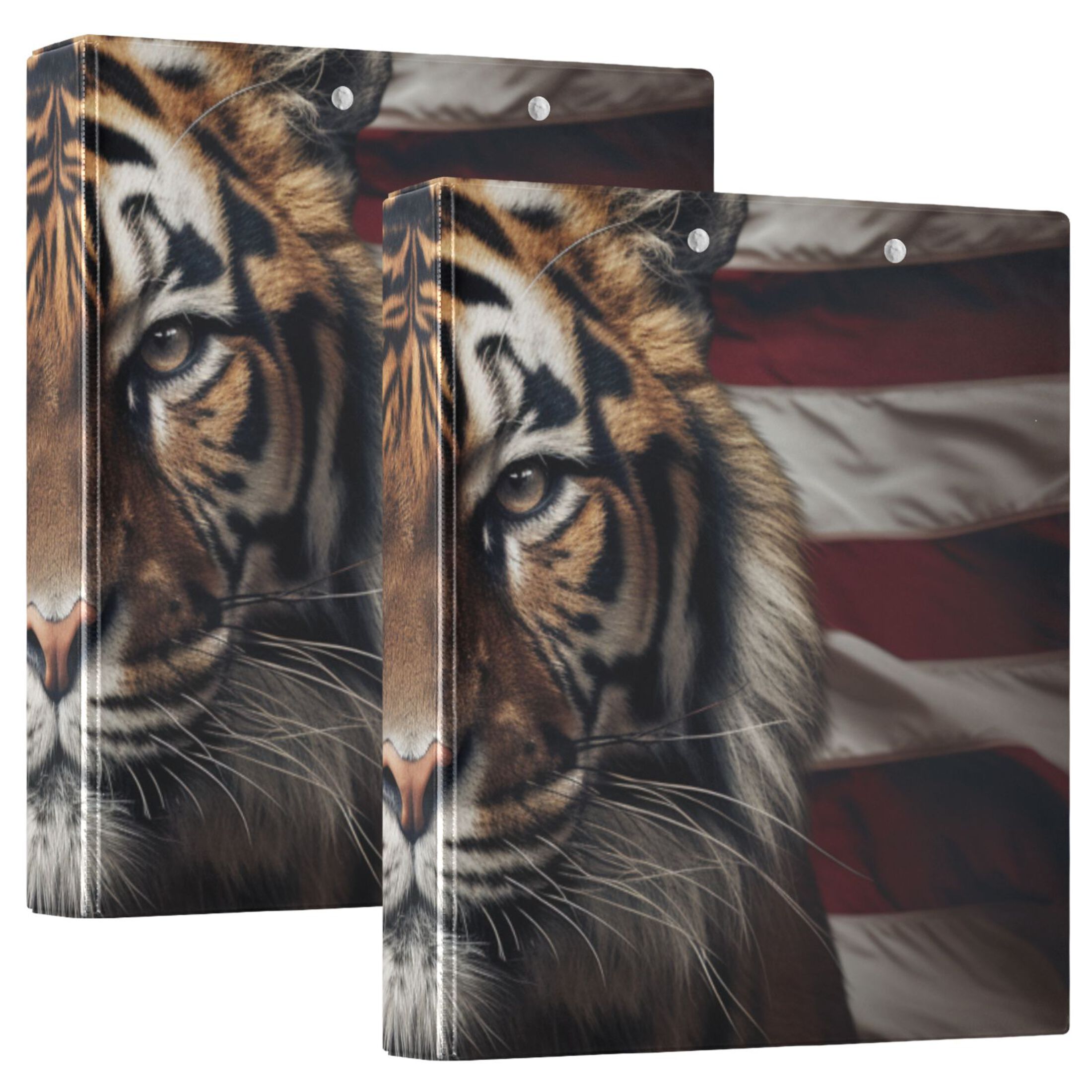Tiger American Flag 3 Ring Binders 1.5 inch Hardcover File Folders with Interior Pockets A4 Size ...
