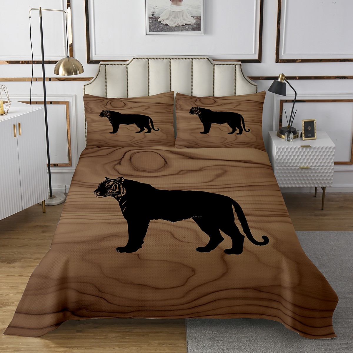 Tiger Animal Bedspread Set Twin Size,Hunting Wildlife Safari Quilt Set ...