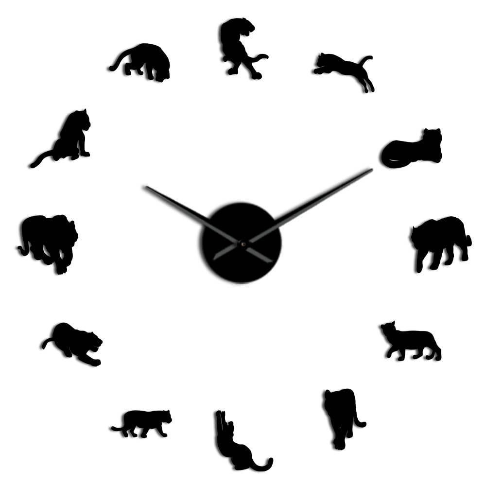 Tiger Animal Frameless Wall Clock Stickers, DIY Modern Decorative ...