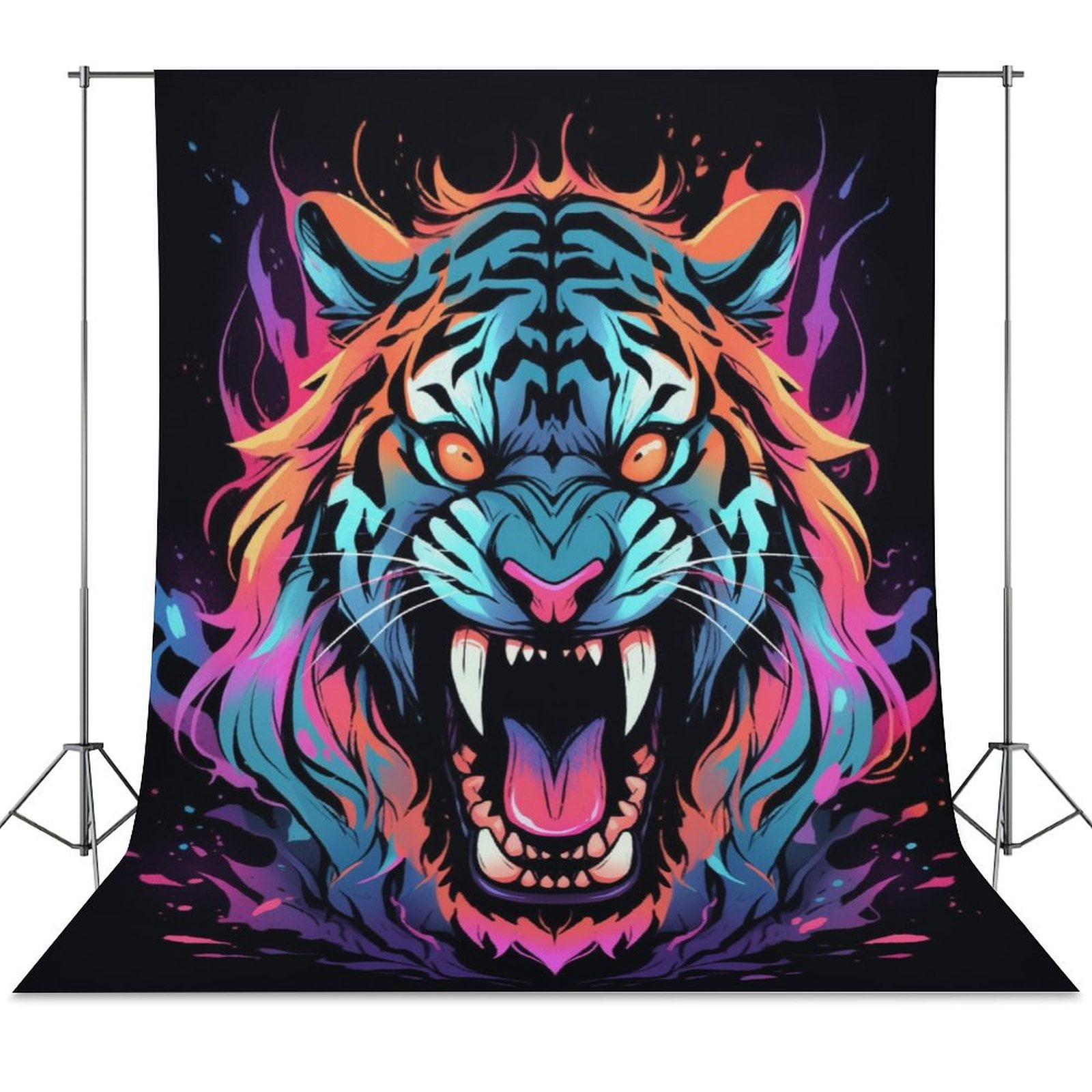 Tiger Animal Graffiti Spring Wall Backdrop Background Floral Backdrops ...