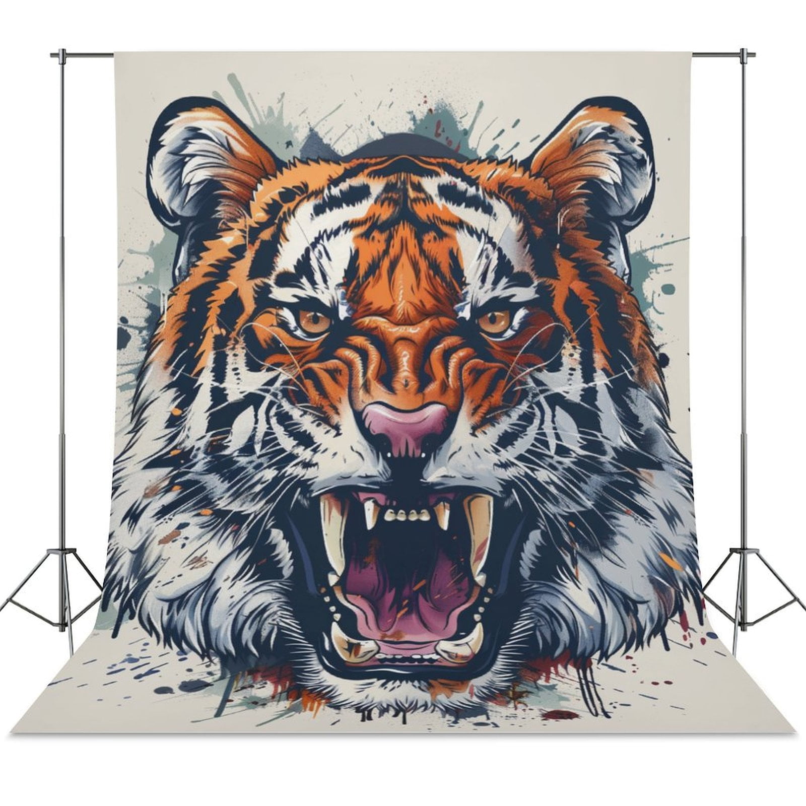 Tiger Animal Graffiti Spring Wall Backdrop Background Floral Backdrops ...