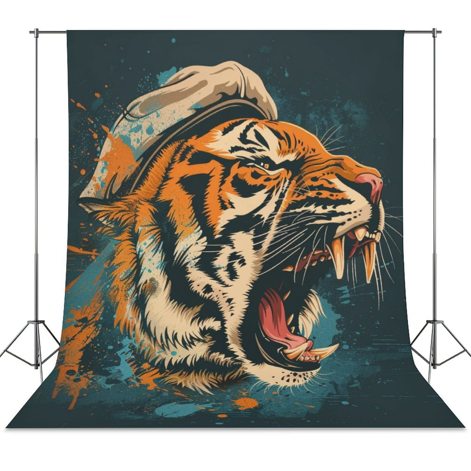 Tiger Animal Graffiti Spring Wall Backdrop Background Floral Backdrops ...