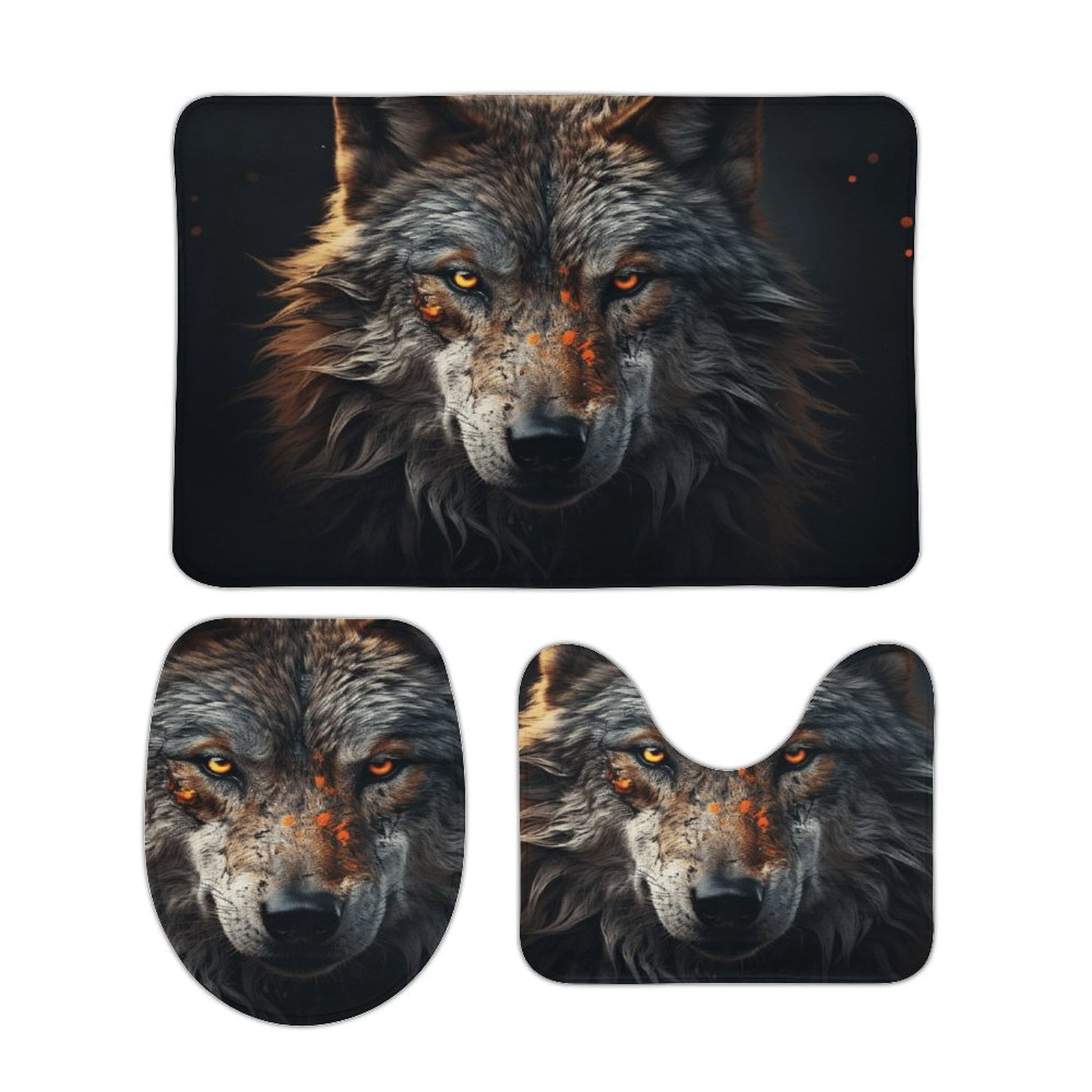 Tiger Animals Bathroom Mats Set 3-piece Bath Mats , Washable Deck ...