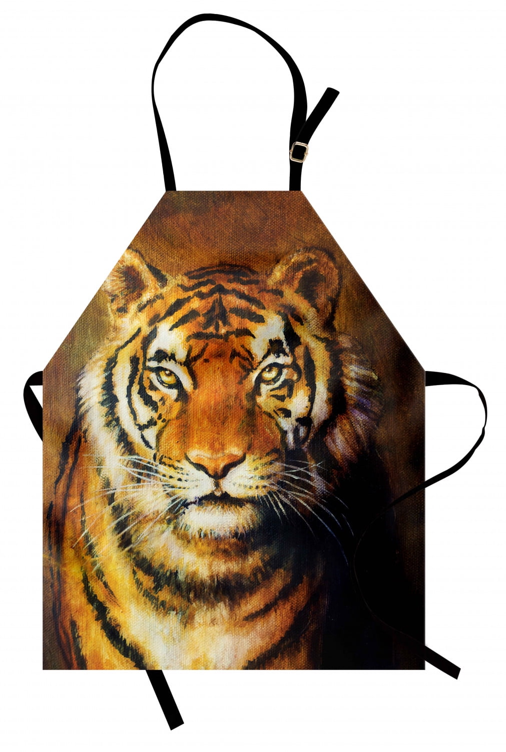 Tiger Apron Oil Painting Style Big Cat Purposeful Eyes Carnivore Bengal ...