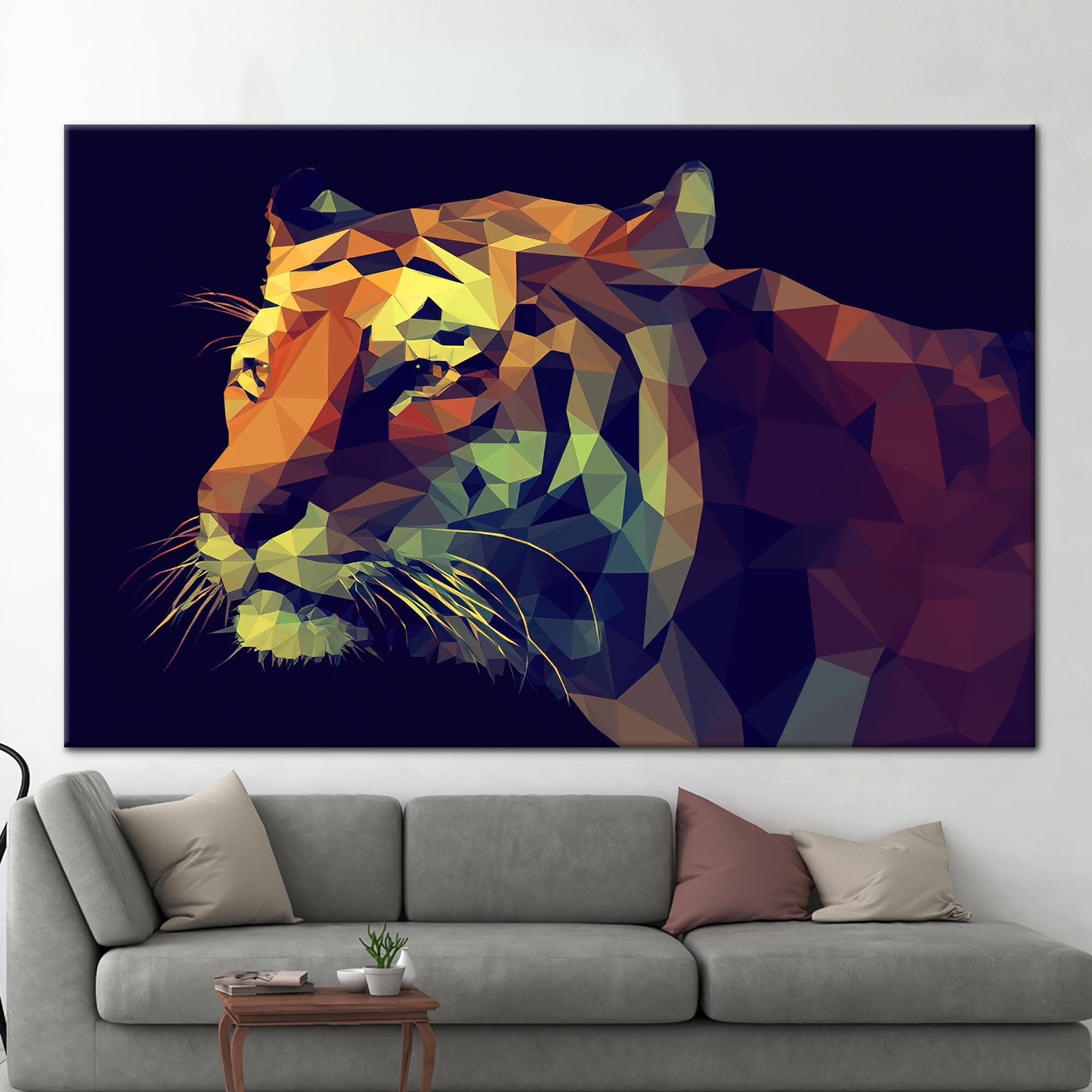 Tiger Art Canvas, Abstract Tiger Canvas Art, Abstract Poster, Geometric ...