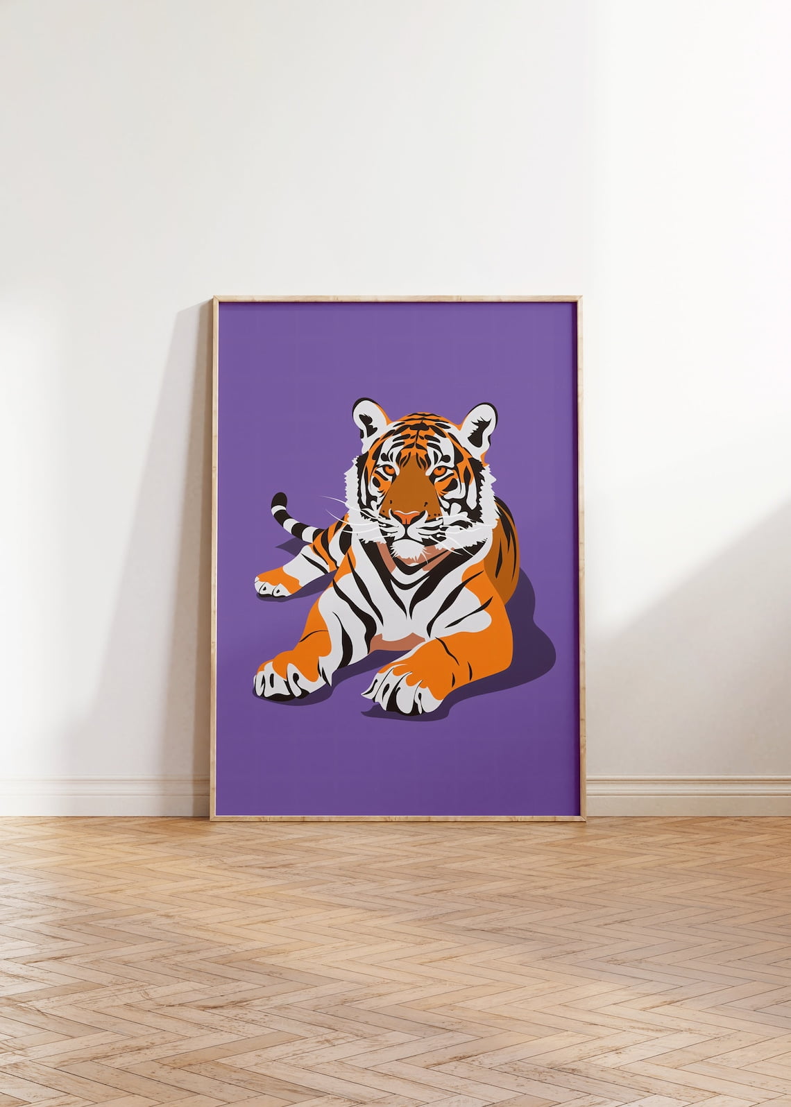 Tiger Art Print, Purple Tiger Art Print, Boho Home Decor Poster, Purple ...
