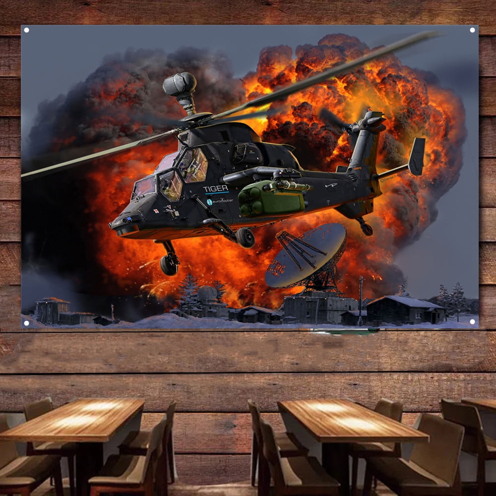 Tiger Attack Helicopter Posters and Prints Wall Banner & Hanging Flag ...
