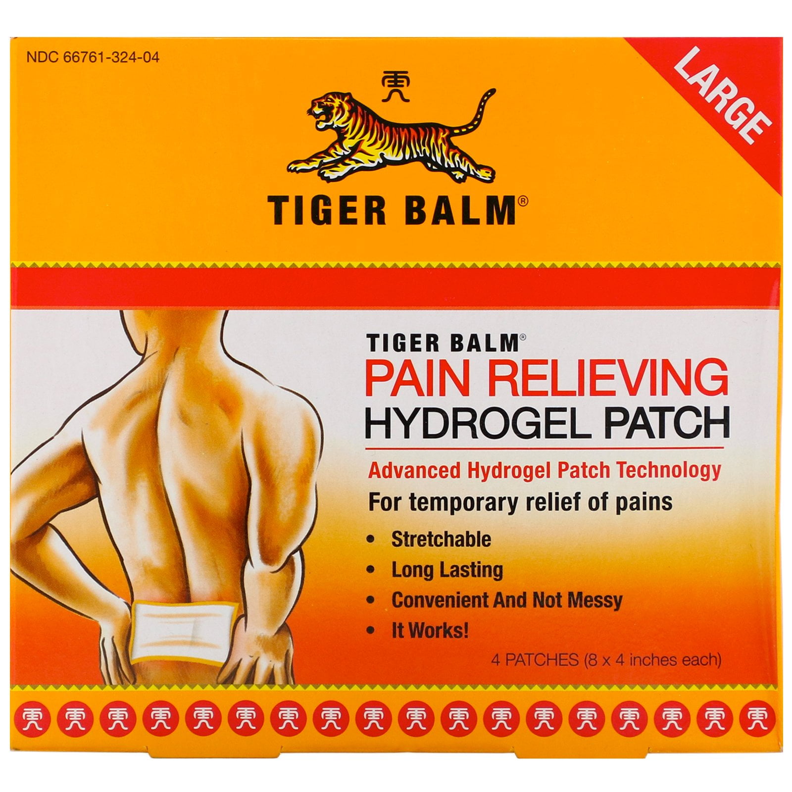 Tiger Balm Topical Pain Relief Large Hydrogel Patches, 4ct, Pack of 2 ...