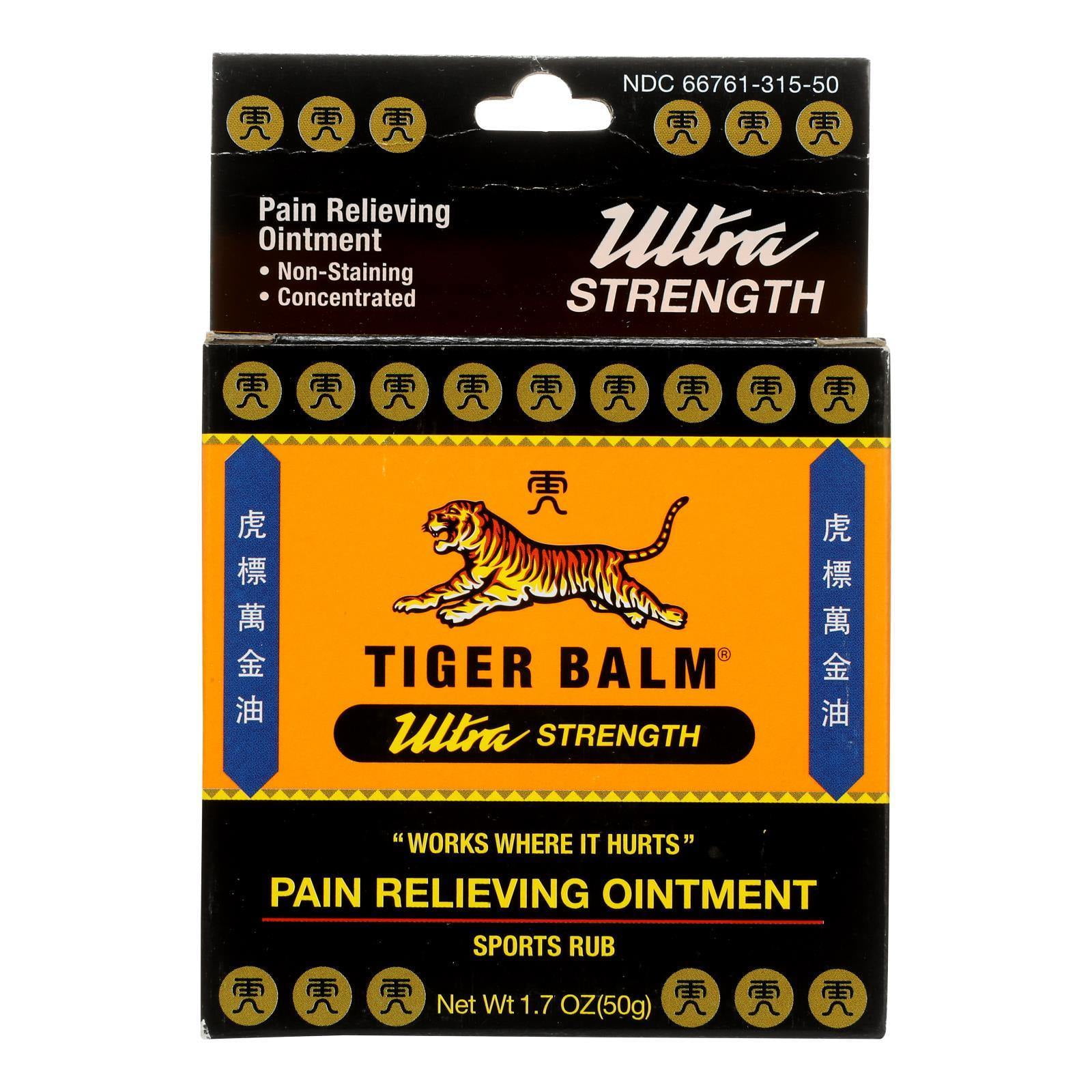 Tiger Balm Pain Relieving Ointment Ultra Strength Non-staining, 1.7 ...