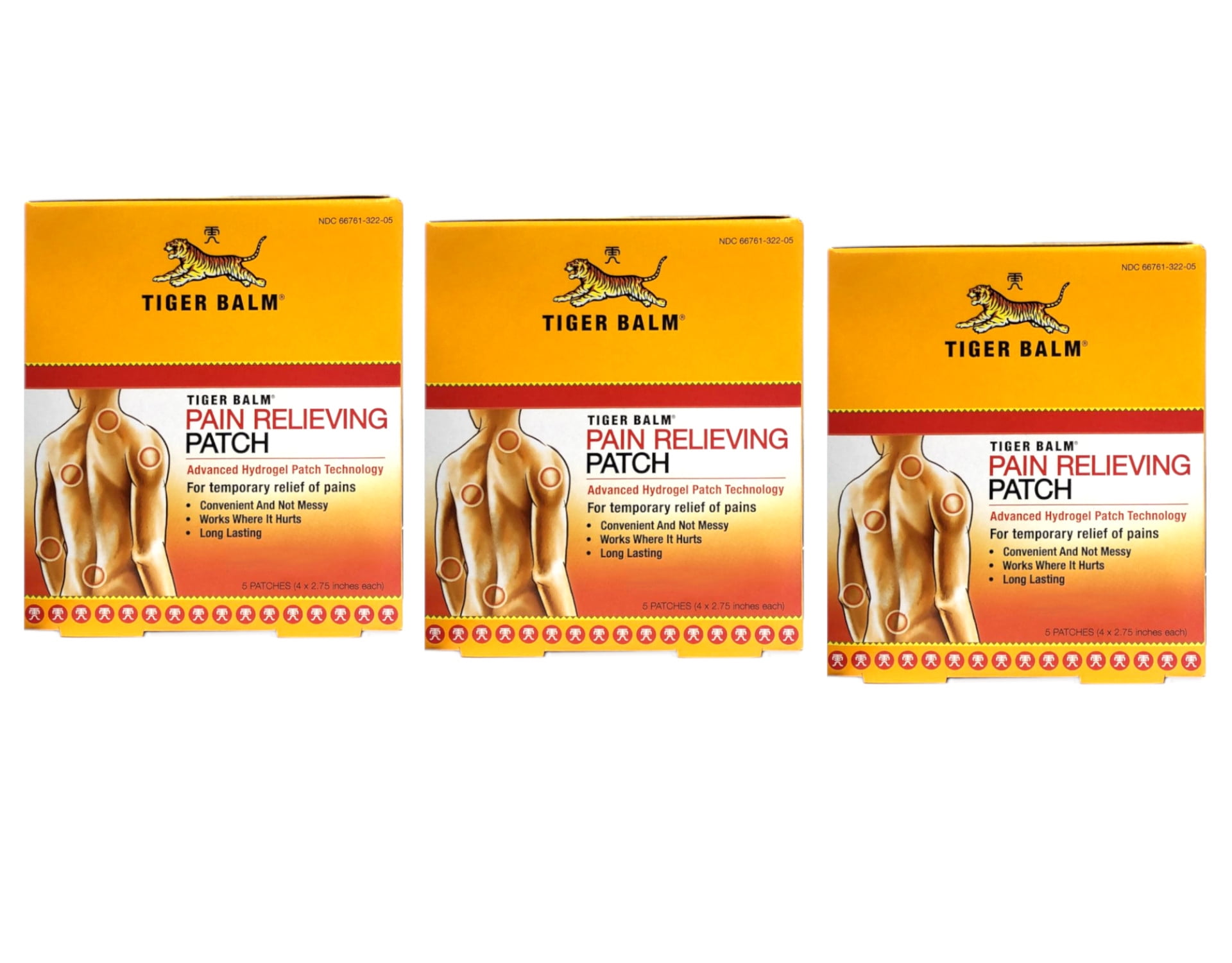 Tiger Balm Pain Relieving Patch Large 4 Each Pack of 3 - Walmart.com