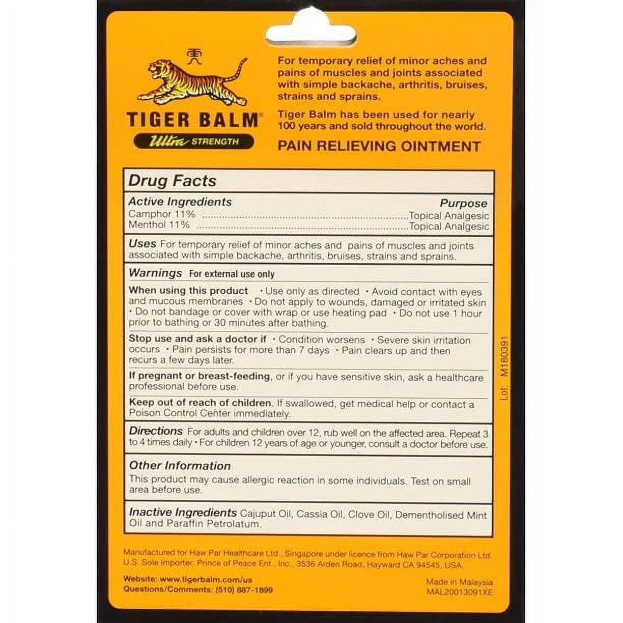 Tiger Balm Sport Rub Pain Relieving Ointment, Ultra Strength 1.70 oz ...