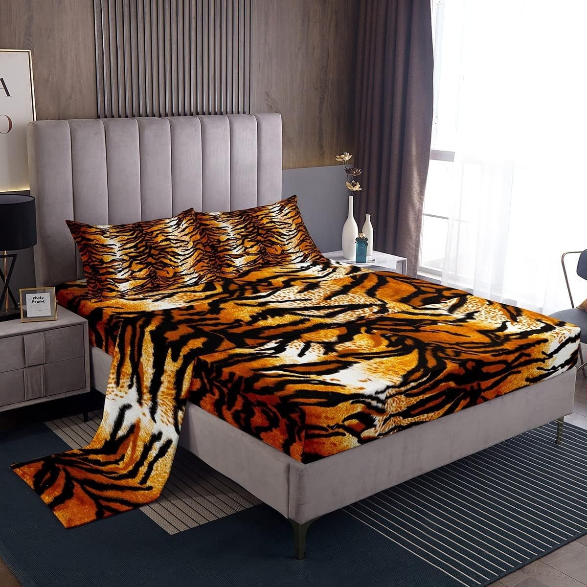 Tiger Bed Sheets Twin Brown Black Tiger Print Sheet Set Gorgeous Animal ...