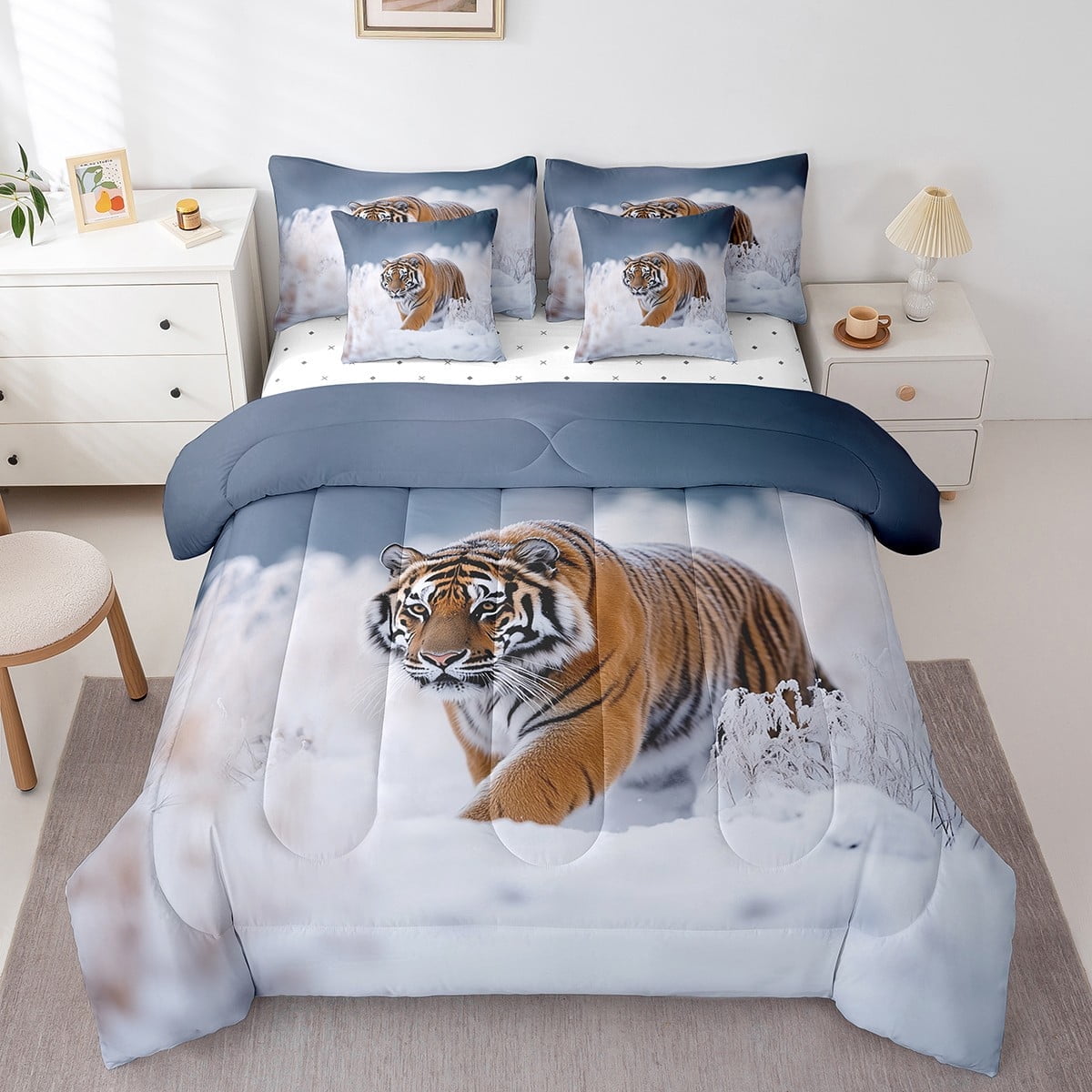 Tiger Bed in a Bag Queen Comforter Set 7 Piece,Western Animals Bedding ...