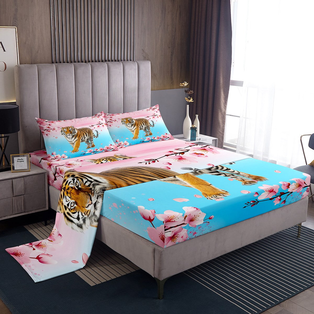 Tiger Bed Sheets Set African Safari Animals Twin Sheet Set ,Cherry ...