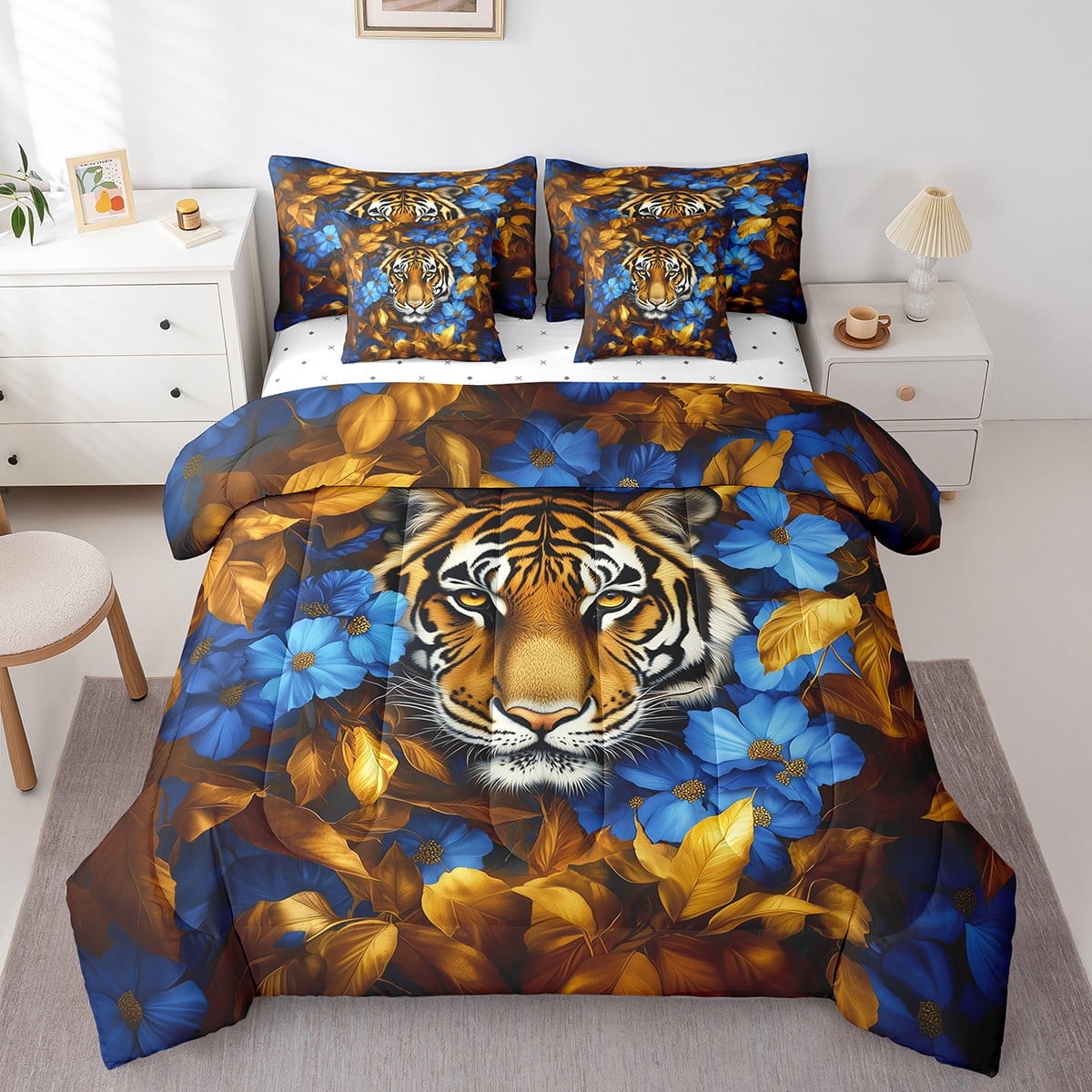 Tiger Bedding Set King Size Men,Wildlife Tiger Comforter Set,Safari ...