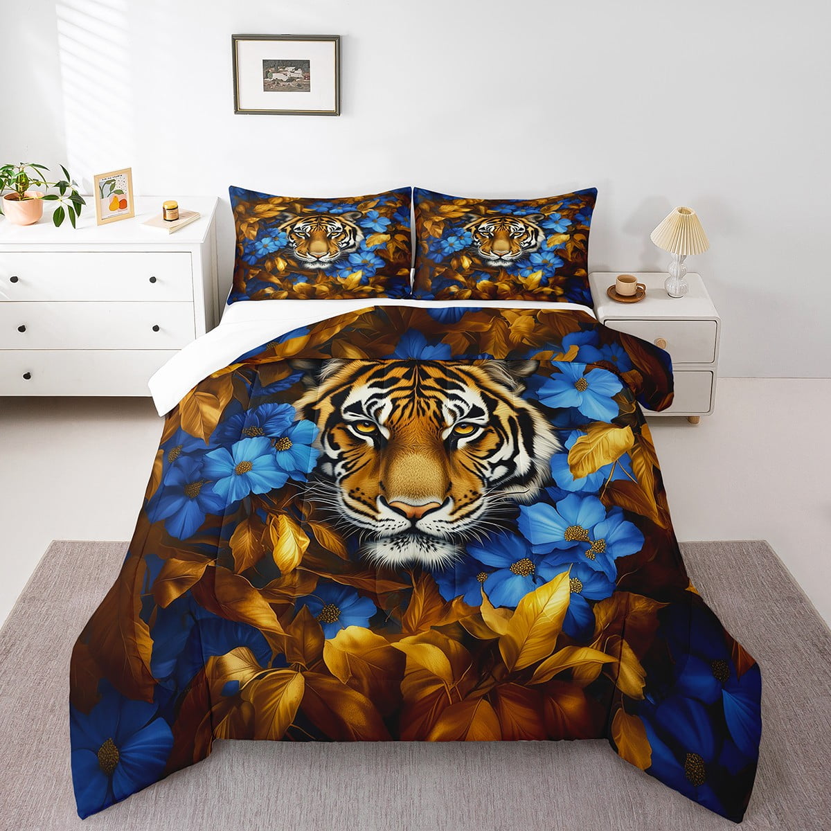 Tiger Bedding Set King Size Men,Wildlife Tiger Down Comforter,Safari ...