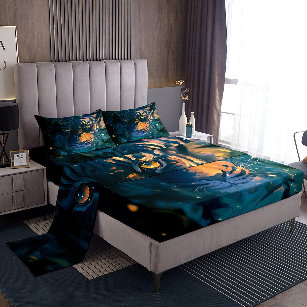 Tiger Bedding Sheets King Safari Wild Animal Bed Sheets Jungle Wildlife ...