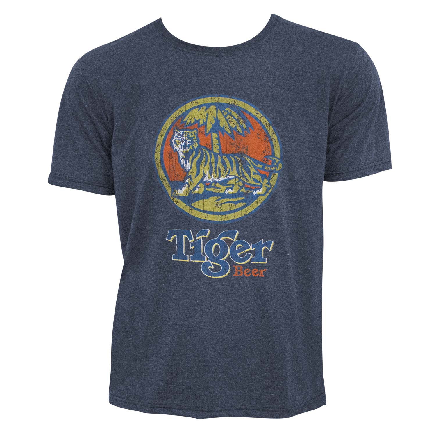 Tiger Beer Men's Denim Blue Distressed Logo T-Shirt, Officially ...