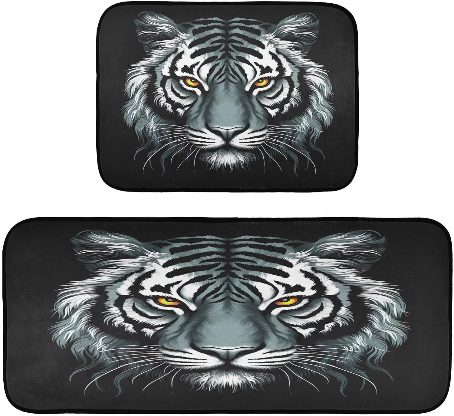 Tiger Black & White Anti Fatigue Mats for Kitchen Floor,Set of 2 Non ...