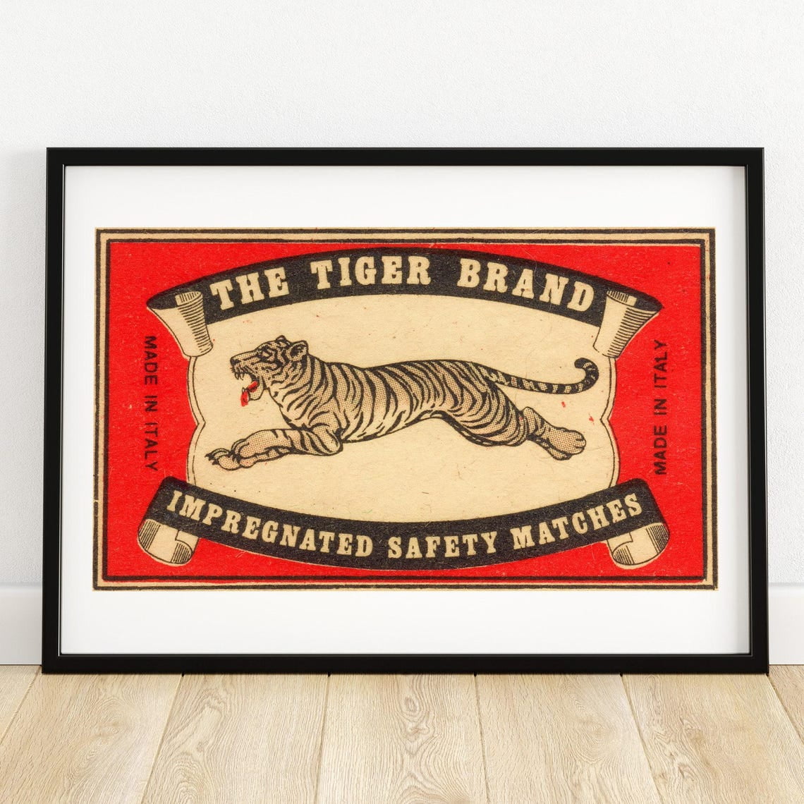 Tiger Brand Matchbox Art Print Italian Vintage Advertising Decor Bold ...