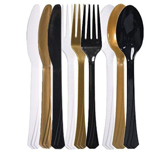 Tiger Chef 72-Pack Plastic Cutlery Set Heavy Duty Colored Plastic ...