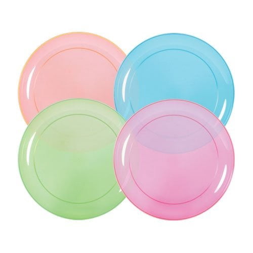 Tiger Chef Neon Assorted Party Plates, 40-Pack 9-inch Hard Plastic ...