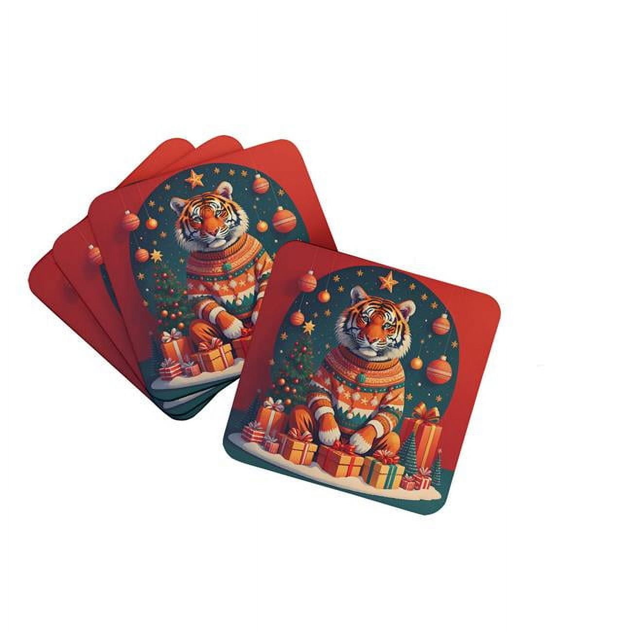 Carolines Treasures DAC1206FC 0.15 x 3.5 x 3.5 in. Tiger Christmas Foam ...