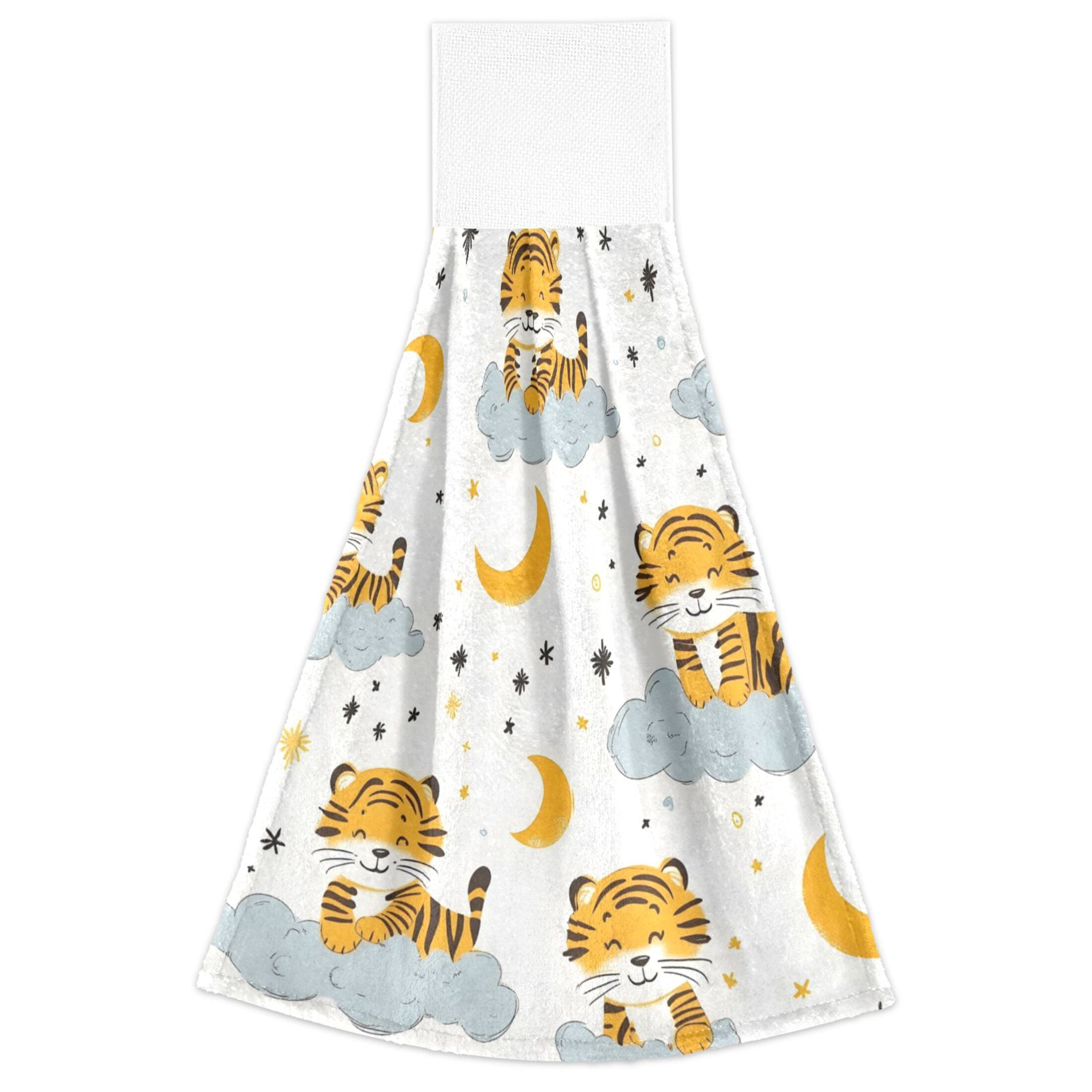 Tiger Cloud Pattern Hand Towels 2 Pack Quick Dry Velvet Soft with ...