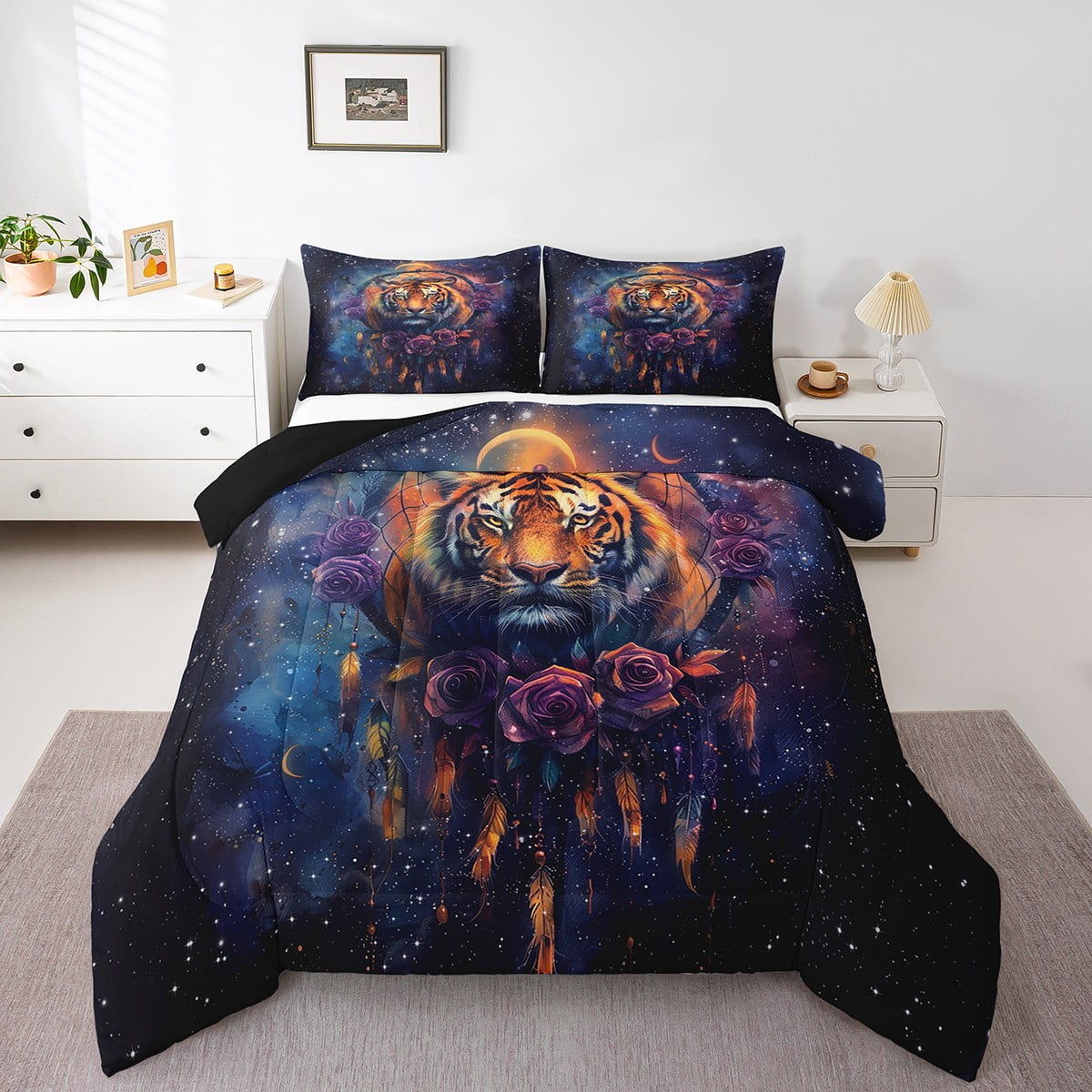 Tiger Comforter Set Dream Catcher Bedding Sets Full,Galaxy Moon Rose ...