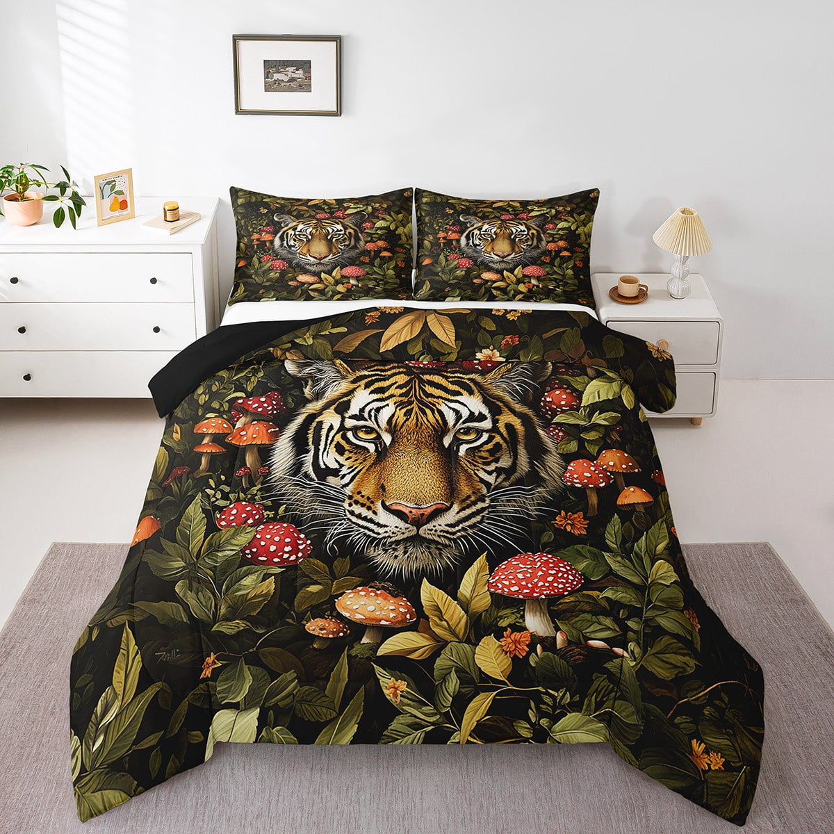 Tiger Comforter Set King Size,Jungle Wild Animal Tropical Wildlife ...