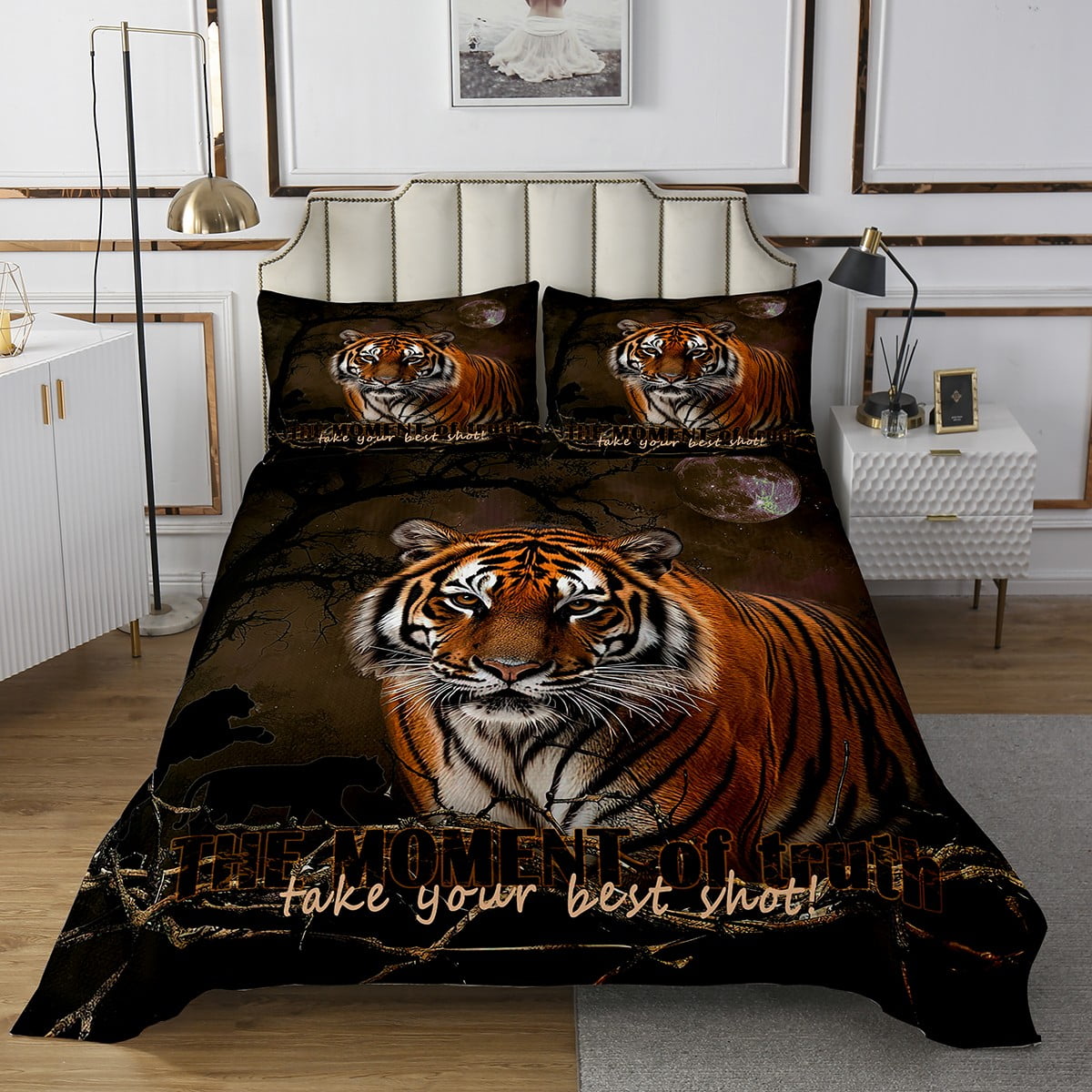 Tiger Cool Animal Quilt Set, Wild Animal Coverlet Set For Boys Teens ...
