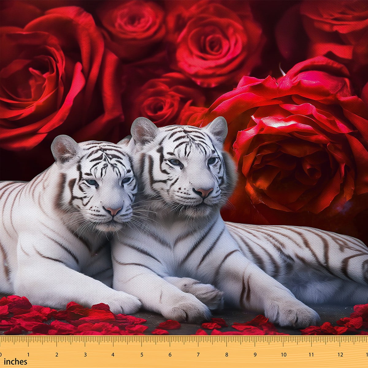 Tiger Couple Upholstery Fabric,Safari Tiger Fabric By The Yard,Red Rose ...