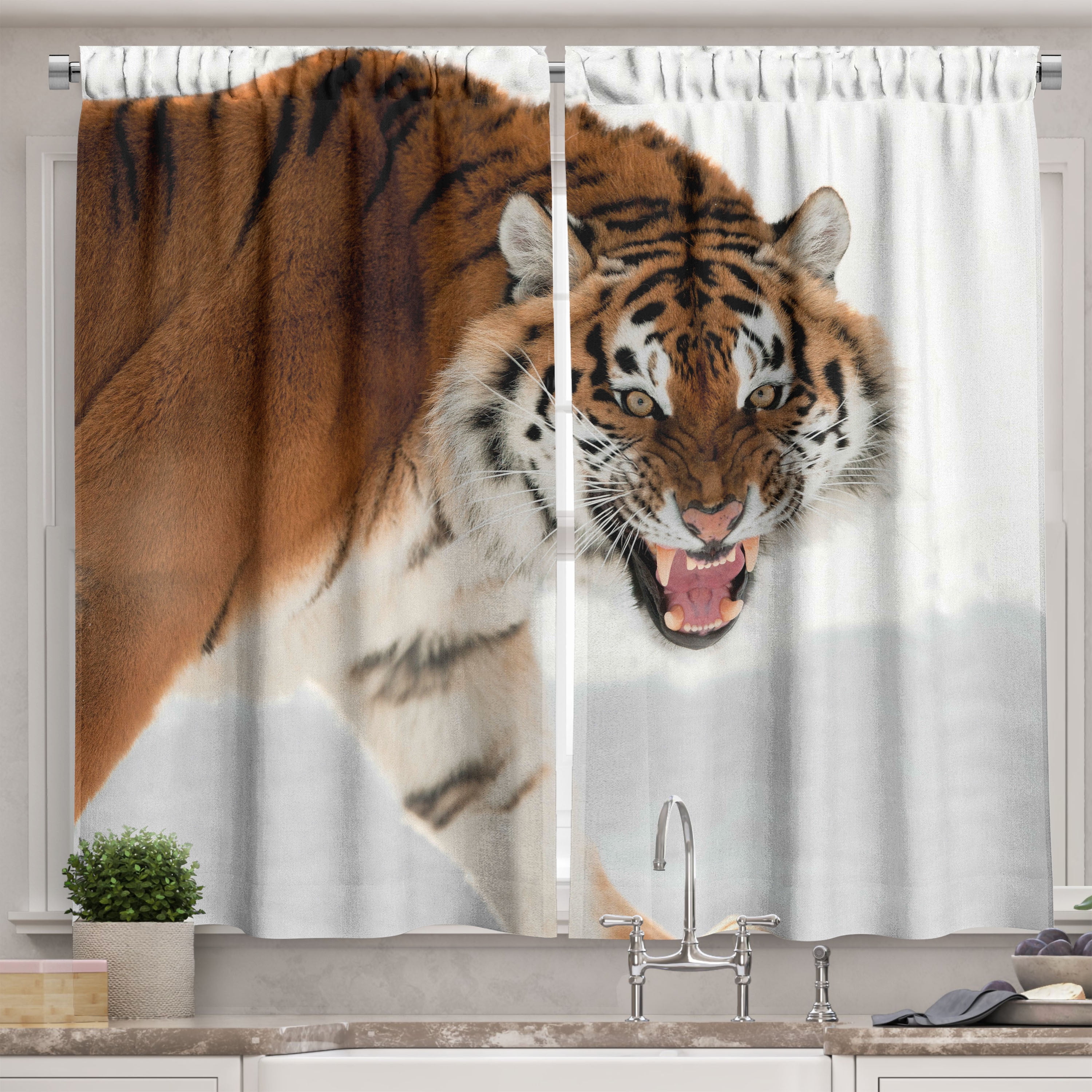 Tiger Curtains 2 Panels Set, Panthera Tigris Altaica Close-up Image ...