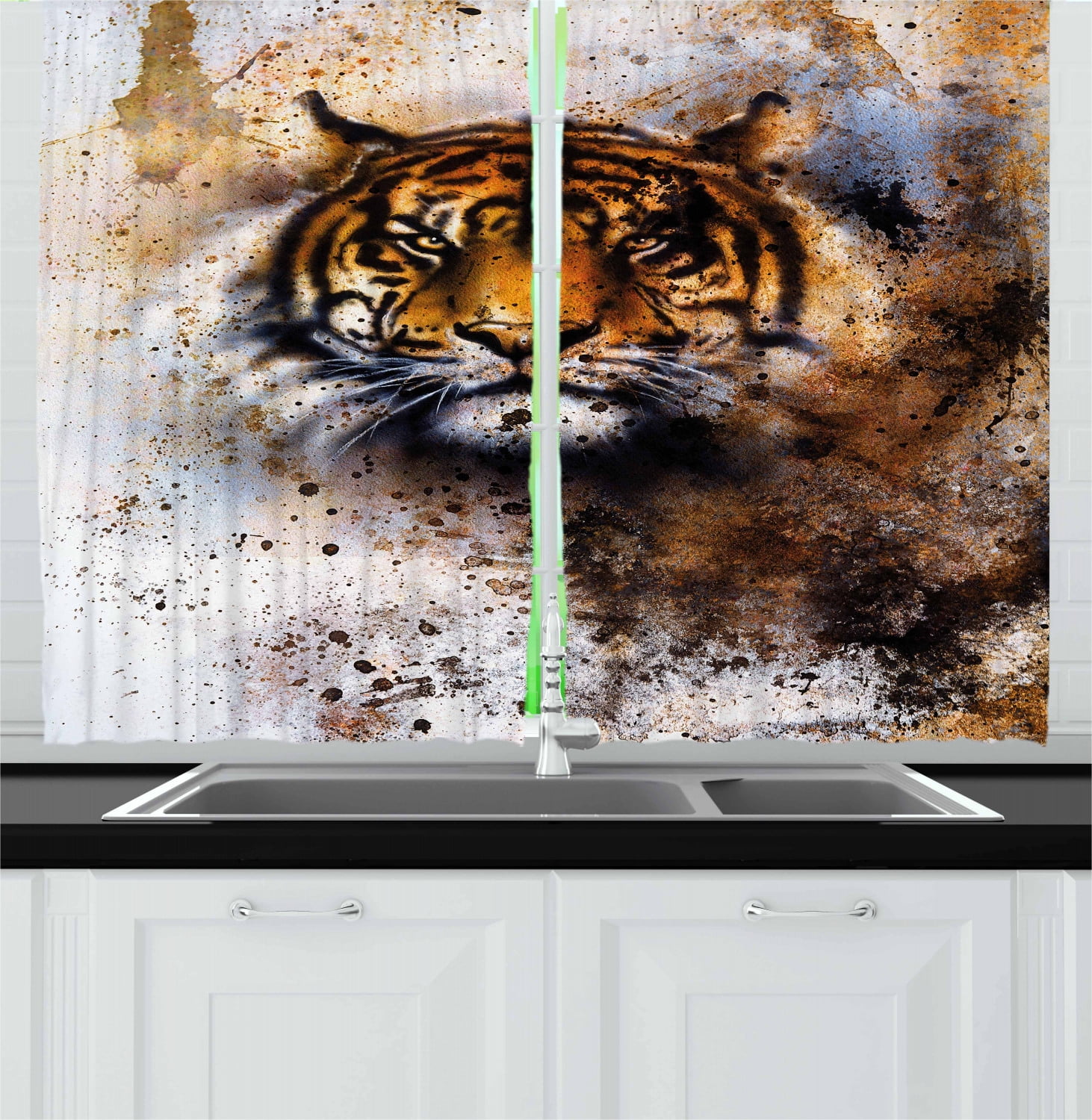 Tiger Curtains 2 Panels Set, Wild Beast Looking Straight into the Eyes ...