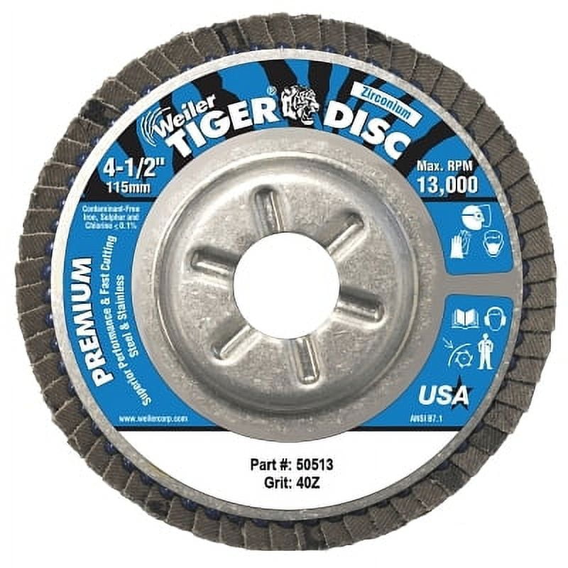 Tiger Disc Angled Style Flap Discs, 4 1/2", 40 Grit, 7/8 Arbor ...