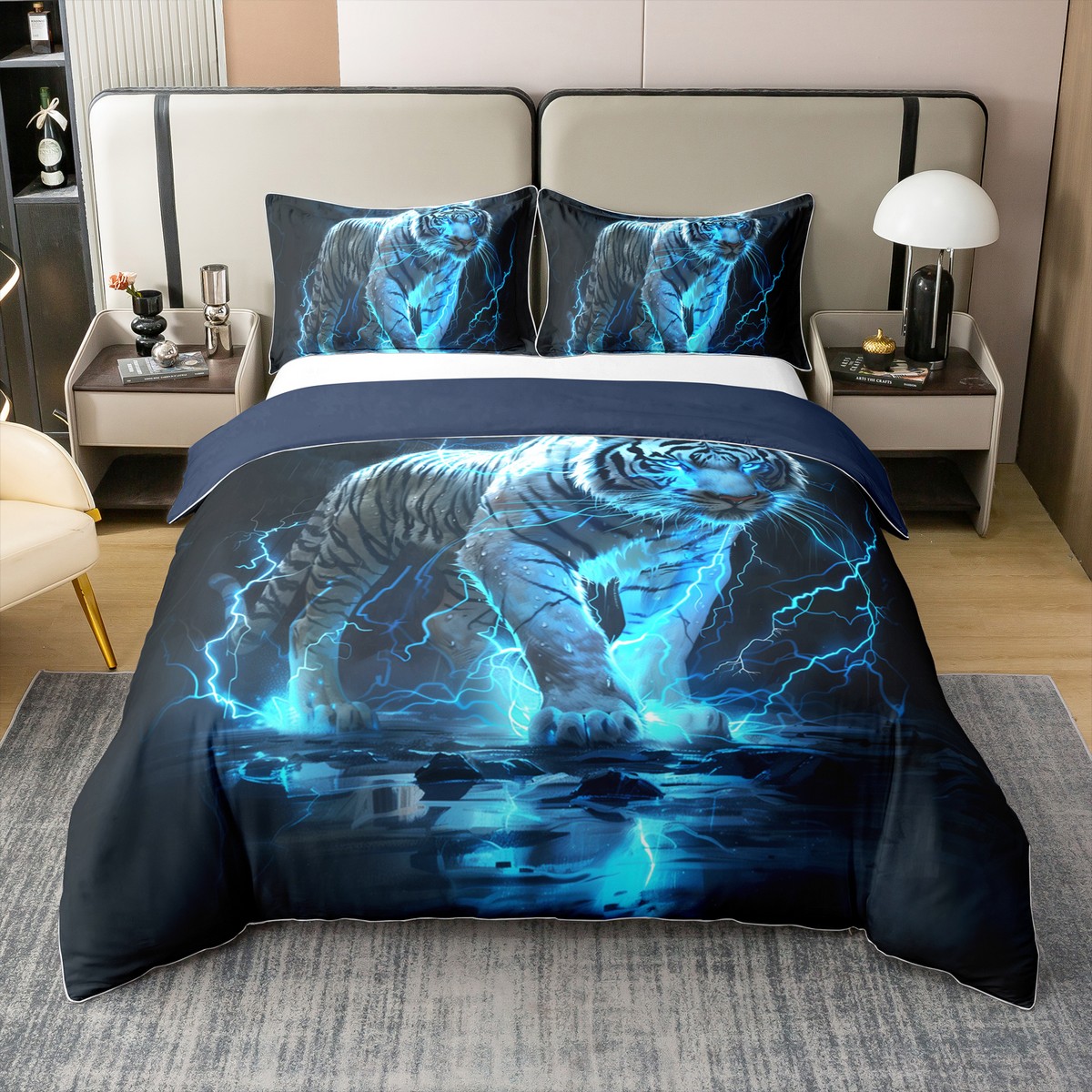 Tiger Duvet Cover Queen Size,3D Animal Print Comforter Cover with 2 ...