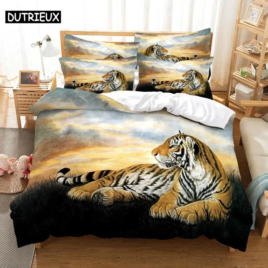 Tiger Duvet Cover Set King Size30x260 Double Bed Single Full Animal ...