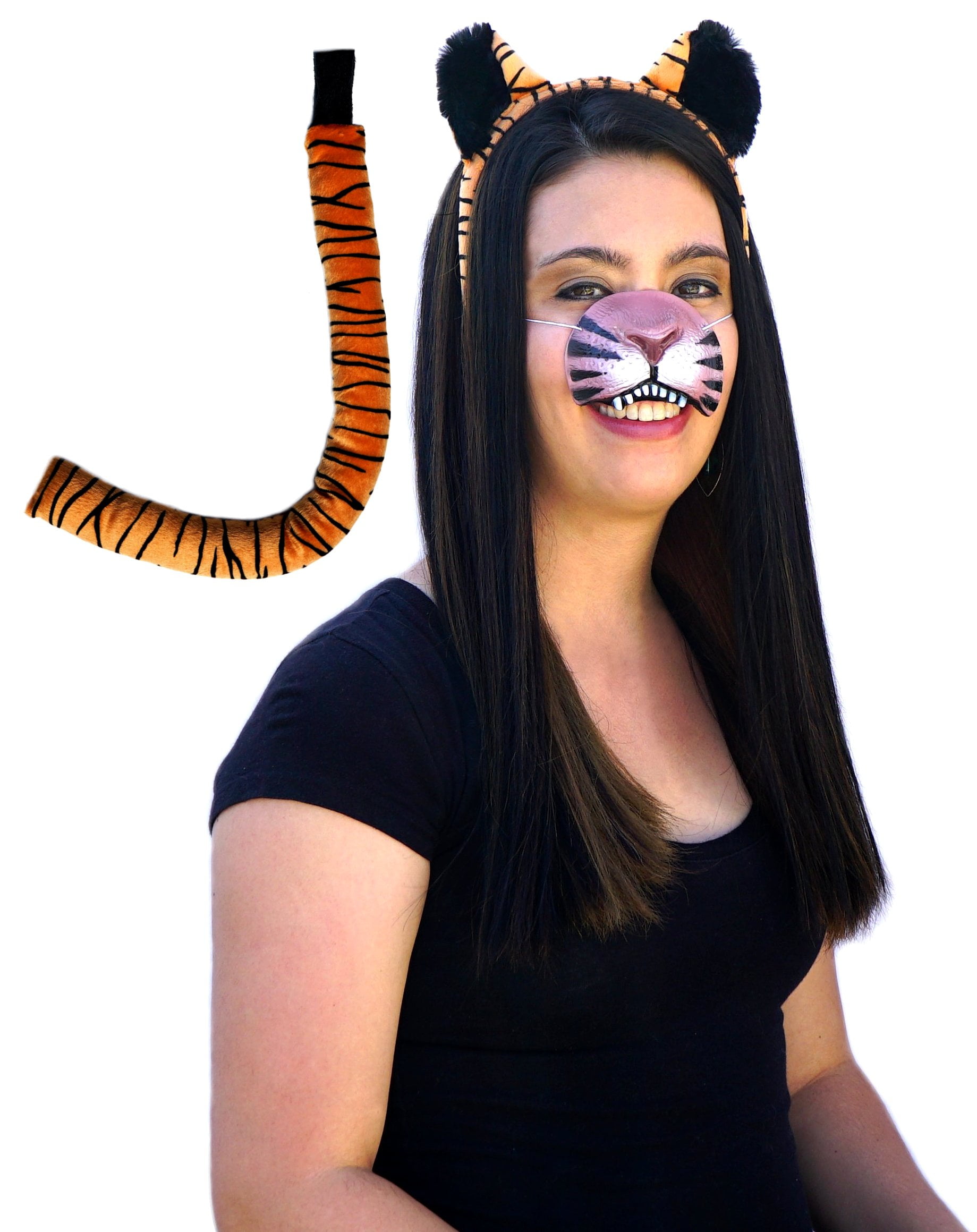 Tiger Ears, Tail, Nose Costume Kit Accessories Set Adults Kids Ages 14 ...