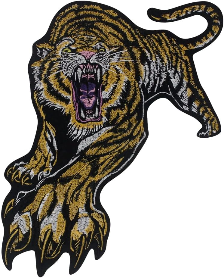 Tiger Embroidered Patches The Roaring Tiger Fabric Patches Animal Embroidered Applique Iron on ...
